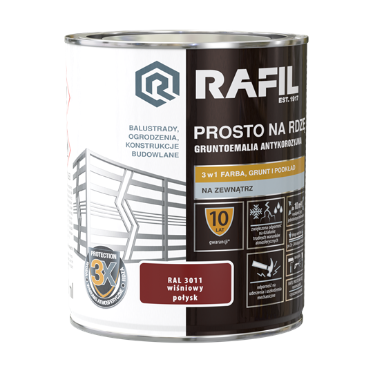 Rafil Na Rdzę 0,75L WIŚNIOWY RAL3011 POŁYSK farba