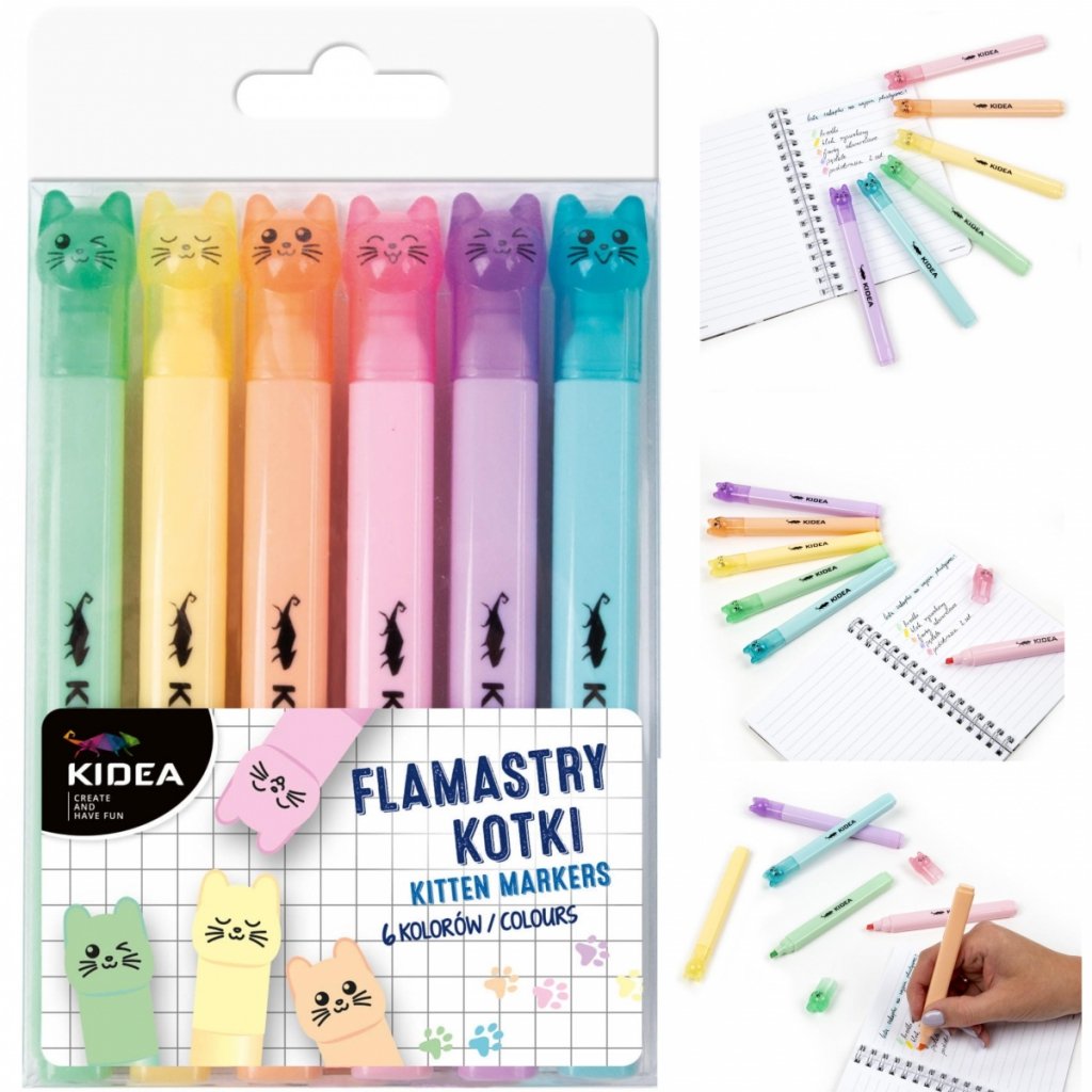 Flamastry Mazaki z Kotkiem 6 Kolorów Pisaki Kidea Pastelowe [FK6KKA ...