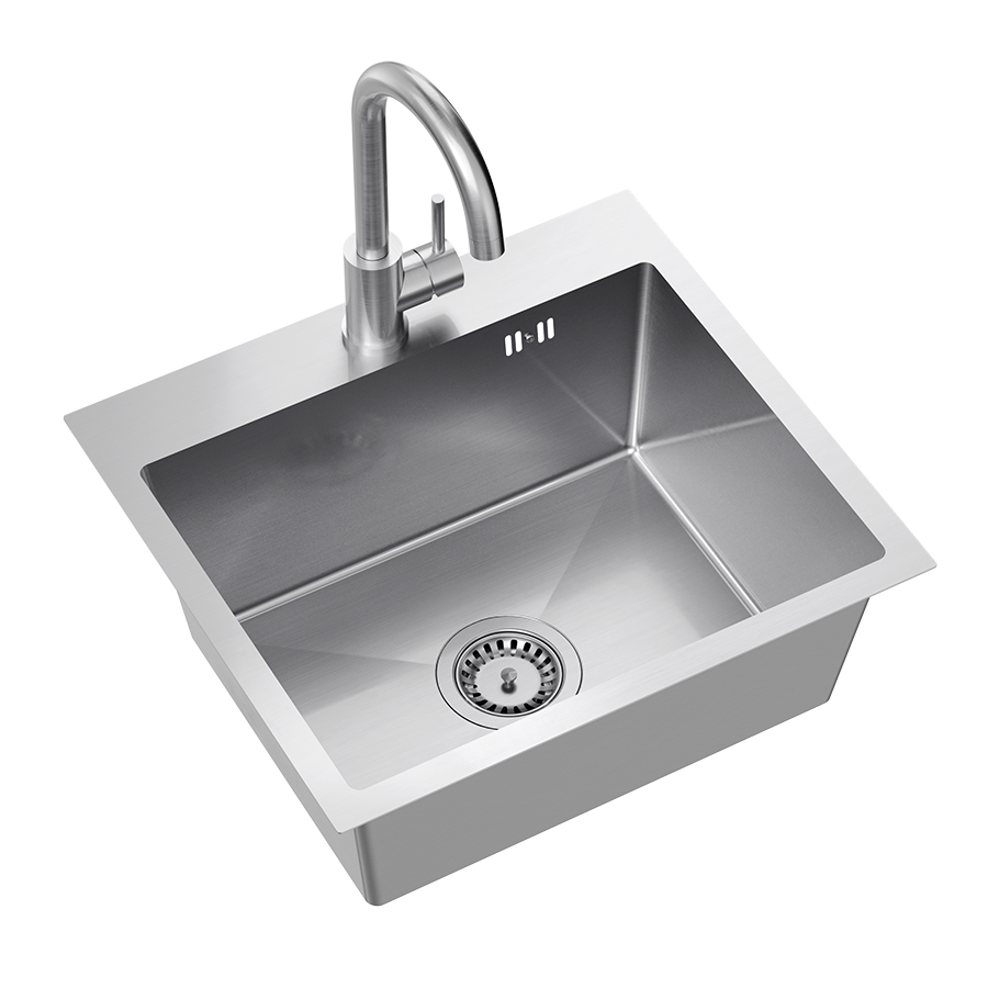 Quadron Luke 100 zlewozmywak stalowy z baterią Kate 50x45 cm - Foxhurt