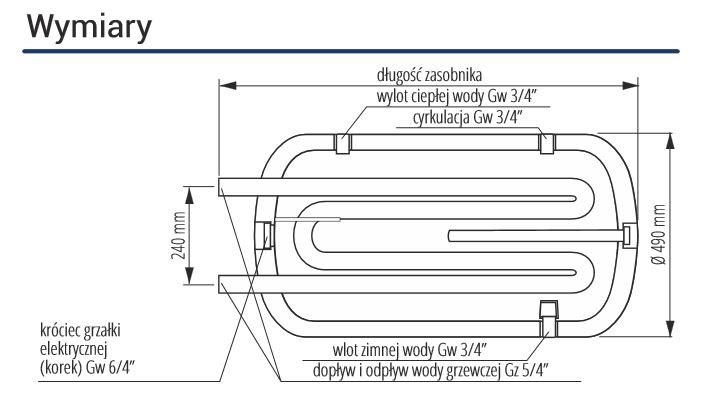 Bojler Kospel WW 120 poziomy wymiennik c.w.u. z wężownicą - Foxhurt