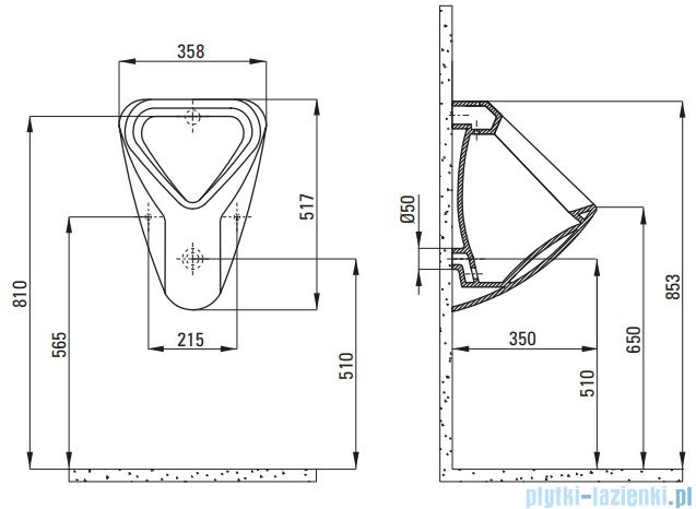 Deante Peonia pisuar wiszący z podłączenie wody od tyłu CDE 6P2W ...