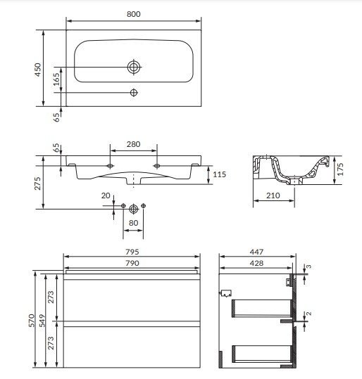 CERSANIT - Set B818 MODUO 80 antracytowy DSM - do samodzielnego montażu ...