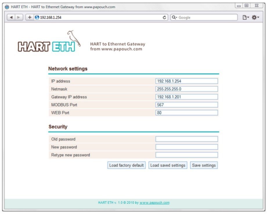 Konwerter przemysłowy interfejsu HART do Ethernet lub RS485 Papouch HART_RS