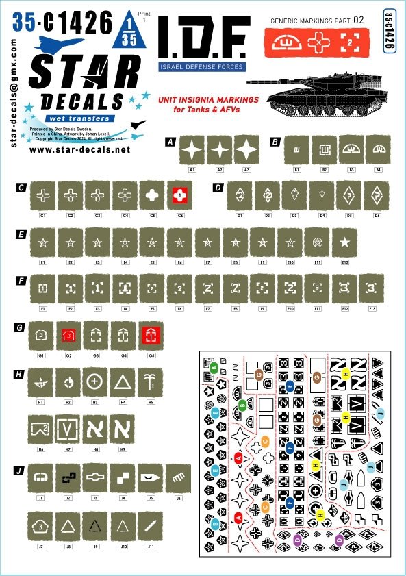 Star Decals 35-C1426 IDF Generic Markings 2. Israeli brigade unit ...
