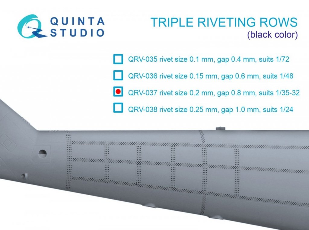 Quinta Studio QRV-037 Triple riveting rows (rivet size 0.20 mm, gap 0.8 ...
