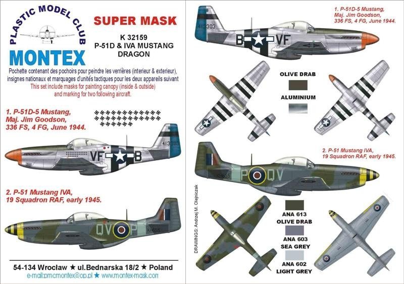 Montex K32159 P-51 MUSTANG IVA 1 32 - scale 1:32 - Super Mask - Montex ...