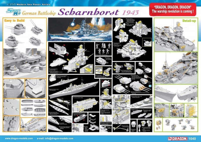 Dragon 1040 German Battleship Scharnhorst 1943 (1:350) - scale 1:350 ...