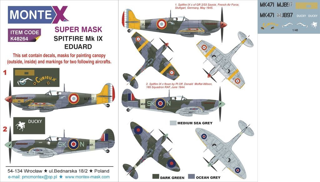 Montex K48264 SPITFIRE Mk IX 1 48 - scale 1:48 - Super Mask - Montex ...