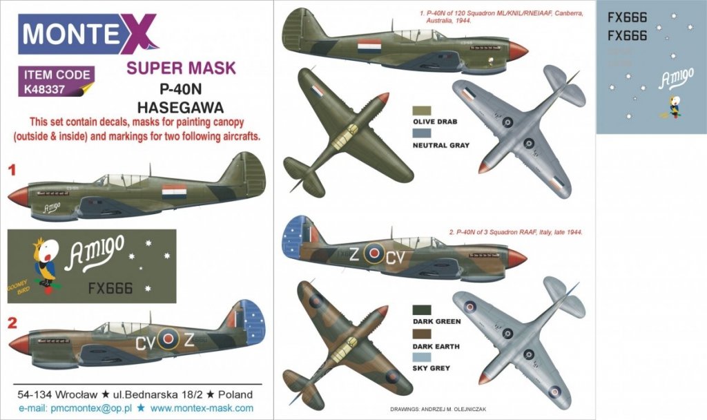 Montex K48337 P-40N 1 48 - scale 1:48 - Super Mask - Montex - Painting ...