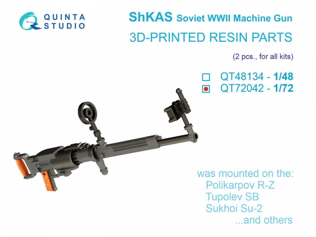 Quinta Studio QT72042 ShKAS Machine Gun (Soviet, WWII), 4 pcs (for all ...