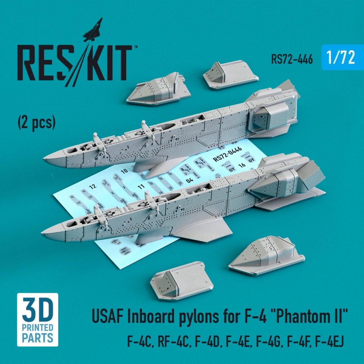 RESKIT RS72-0446 USAF INBOARD PYLONS FOR F-4 "PHANTOM II" (2 PCS) (3D ...