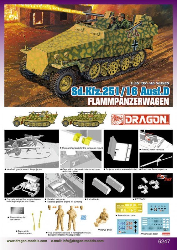 Dragon 6247 Sd.Kfz. 251 16 Ausf. D Flammpanzerwagen (1:35) - Armored ...