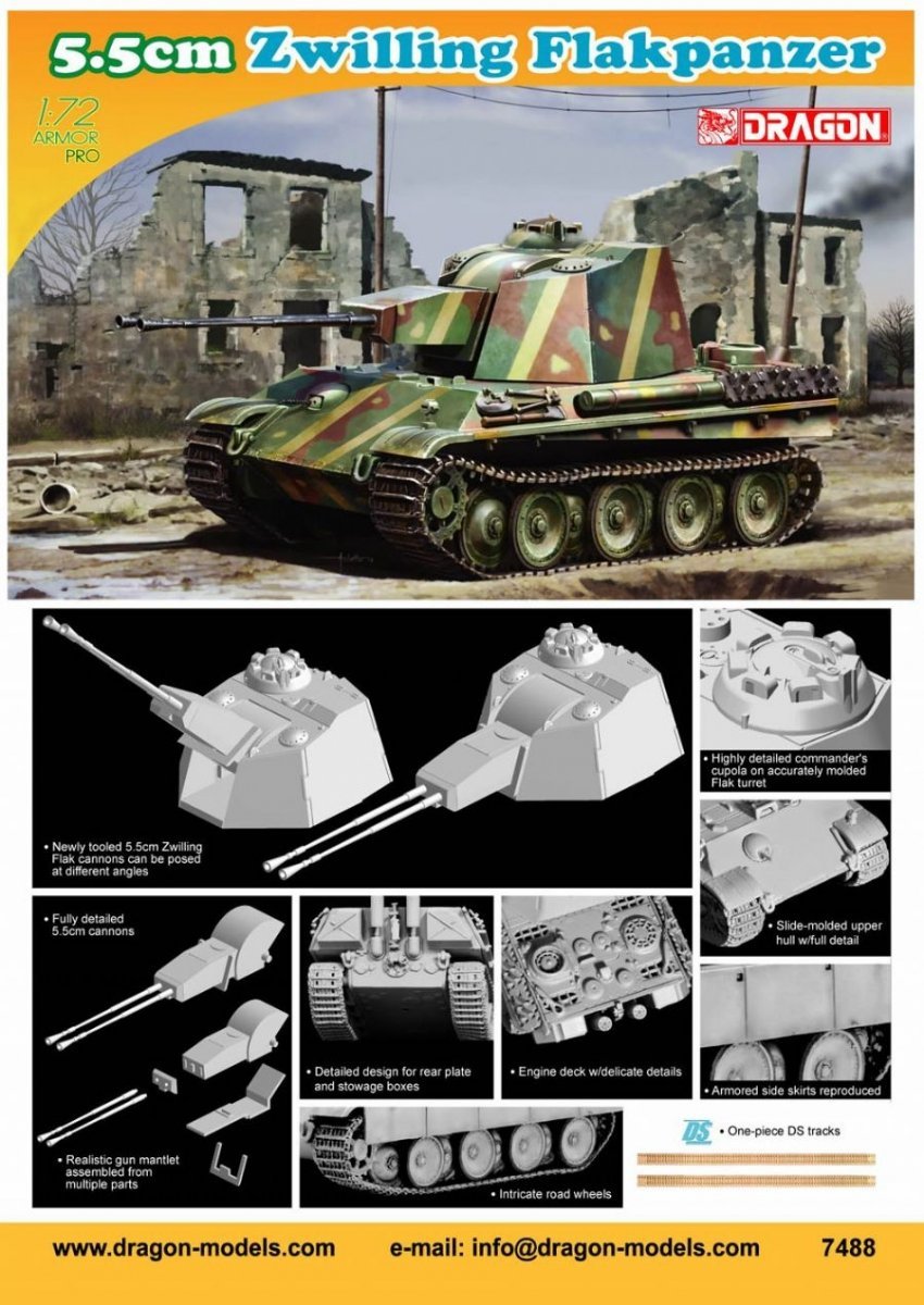 Dragon 7488 5.5cm Zwilling Flakpanzer (1:72) - 1939-1945 - 1 72 ...
