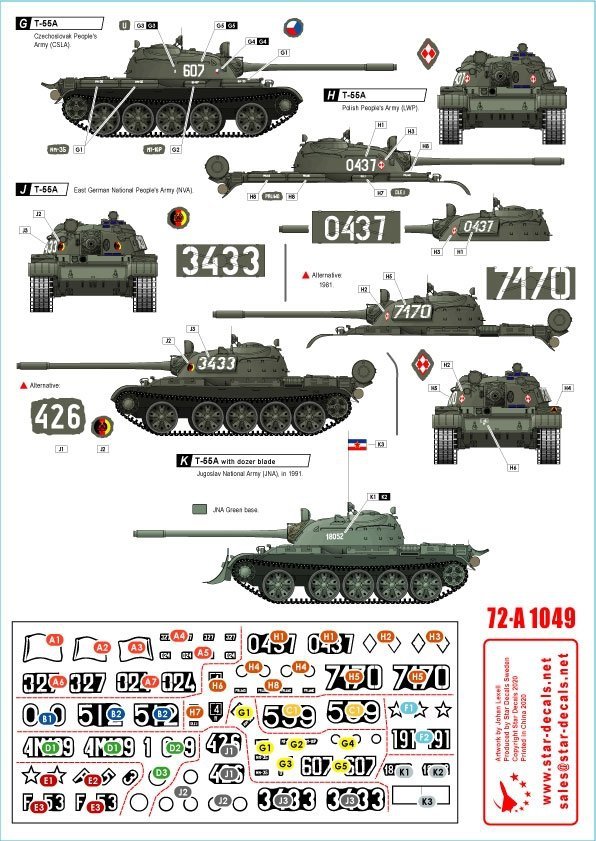 Star Decals 72-A1049 T-55A Cold War. Soviet (Army and Naval Infantry ...