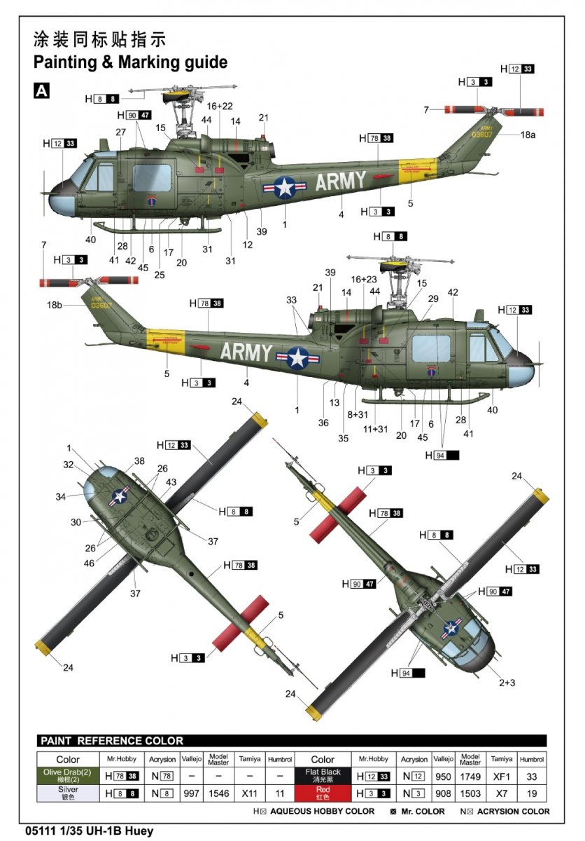 Trumpeter 05111 UH-1B Huey 1 35 - 1:35 - Helicopters