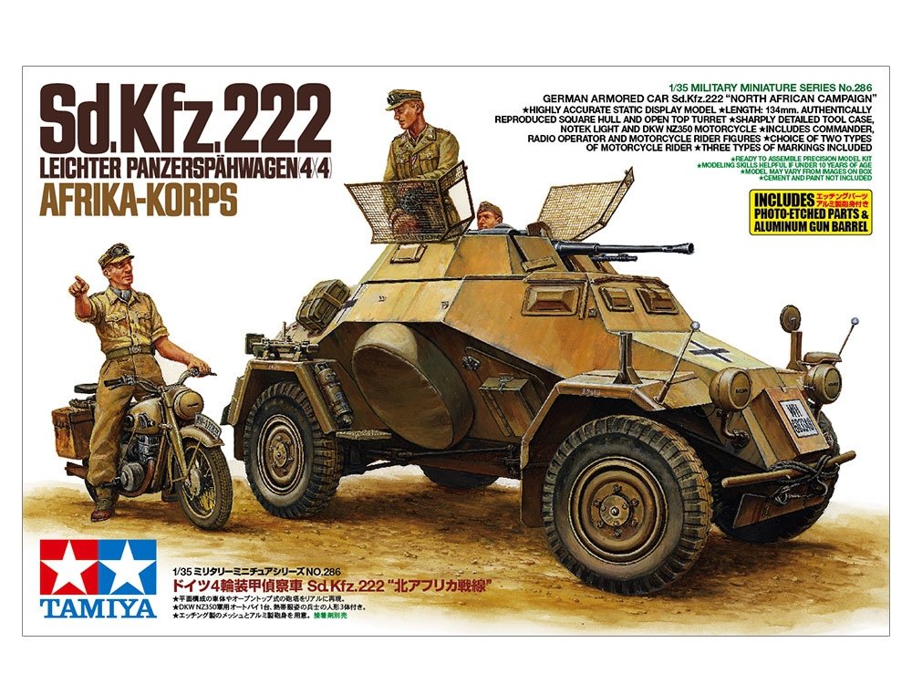 Tamiya 35286 Sd.Kfz.222 Leichter Panzerspahwagen 4x4 Afrika Korps (1:35 ...