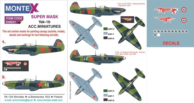 Montex K48231 Yak-1b 1 48 - scale 1:48 - Super Mask - Montex - Painting ...