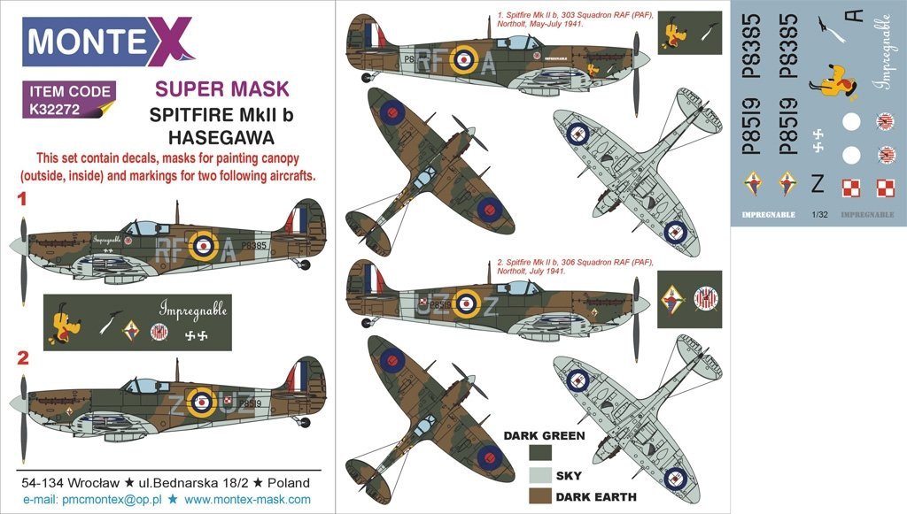 Montex K32272 SPITFIRE Mk IIb 1 32 - scale 1:32 - Super Mask - Montex ...