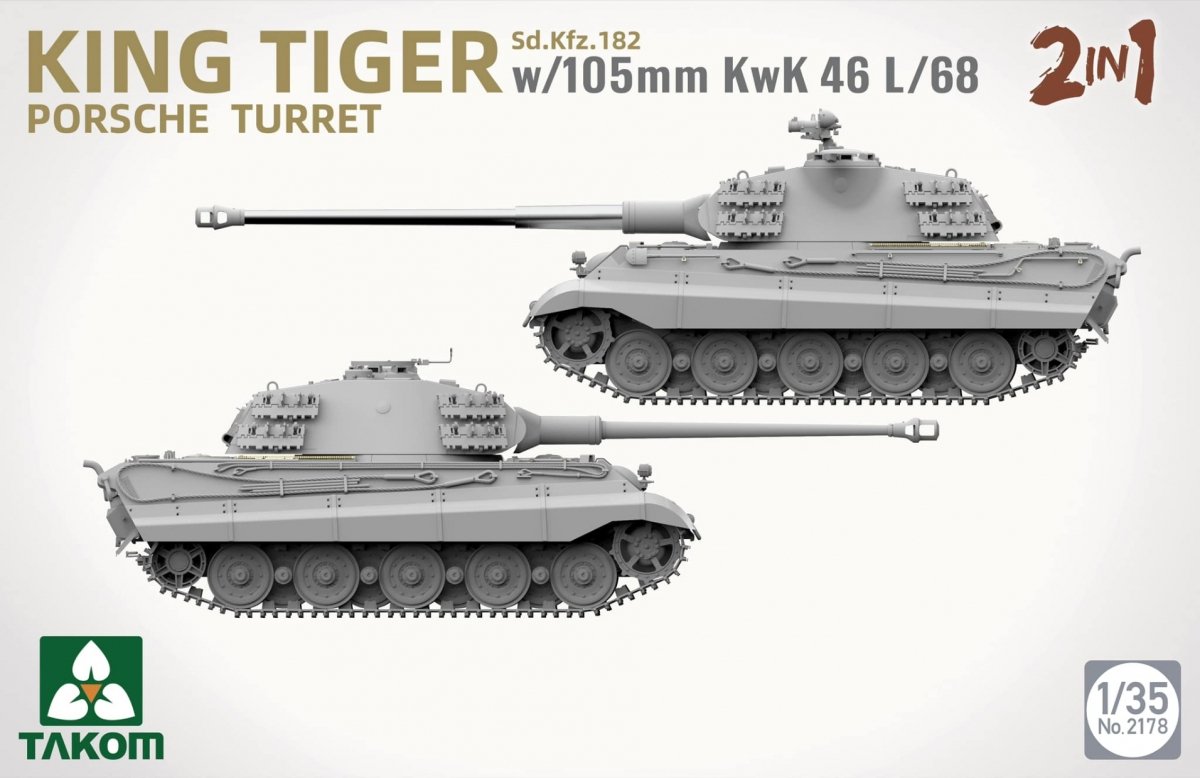 Takom 2178 Sd.Kfz.182 King Tiger Porsche Turret With 105mm KwK 46L 68 ...