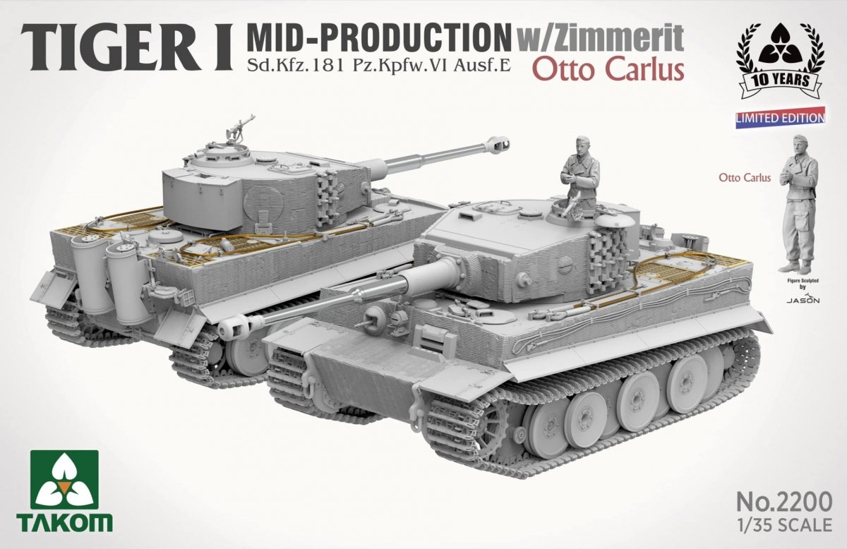 Takom 2200 Tiger I Mid Production w zimmerit Sd.Kfz. 181 Pz.Kpfw. VI ...