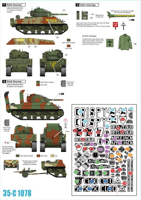 Star Decals 35-C1078 M4A3 Gun Tank and Flame Tank 1 35 - WW2 USA ...