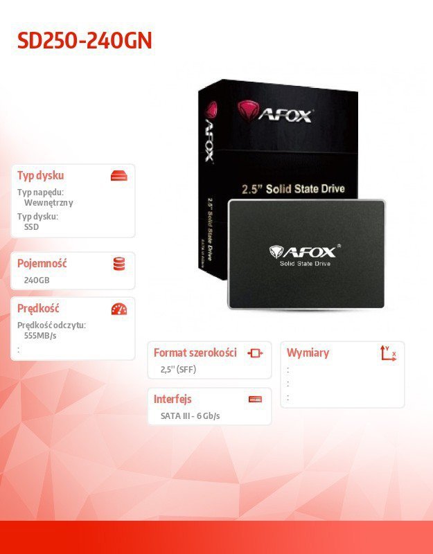 AFOX Dysk SSD - 240GB TLC 555 MB s - dyski SSD - Dyski twarde - KOMPUTERY NOTEBOOKI AKCESORIA