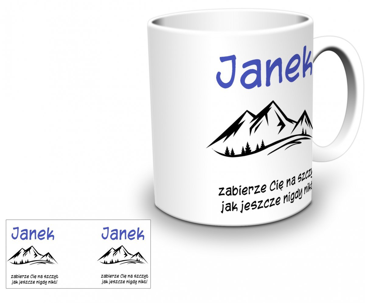 Biały kubek personalizowany Zabiorę Cię na szczyt - Studioix.pl | entero.pl - entero.pl