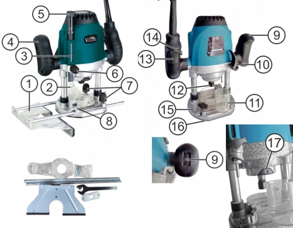 Frezarka górnowrzecionowa do drewna 1200W 6 8mm płynna regulacja ...