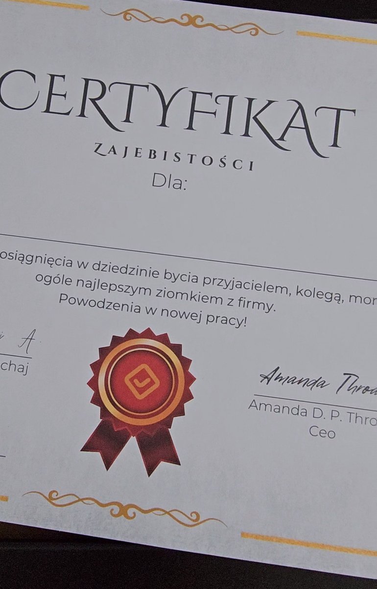 Certyfikat Zajebistości
