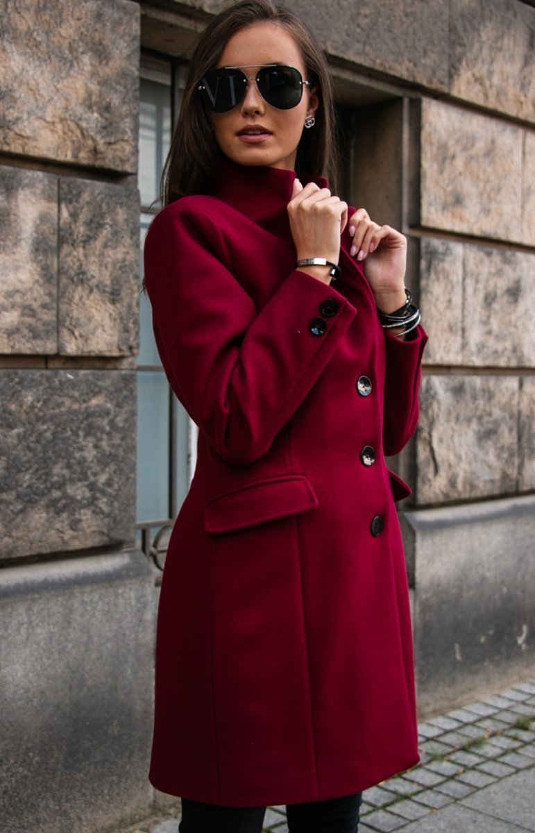 Płaszcz bordowy Roco P012 - Płaszcze i Kurtki damskie - Sklep Intimiti.pl