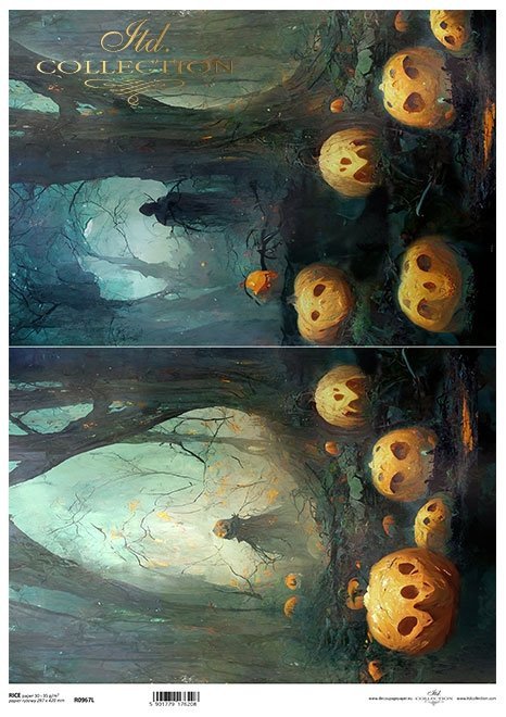 Rice paper A3 R0967L - Series - Halloween - dark forest, ghosts ...