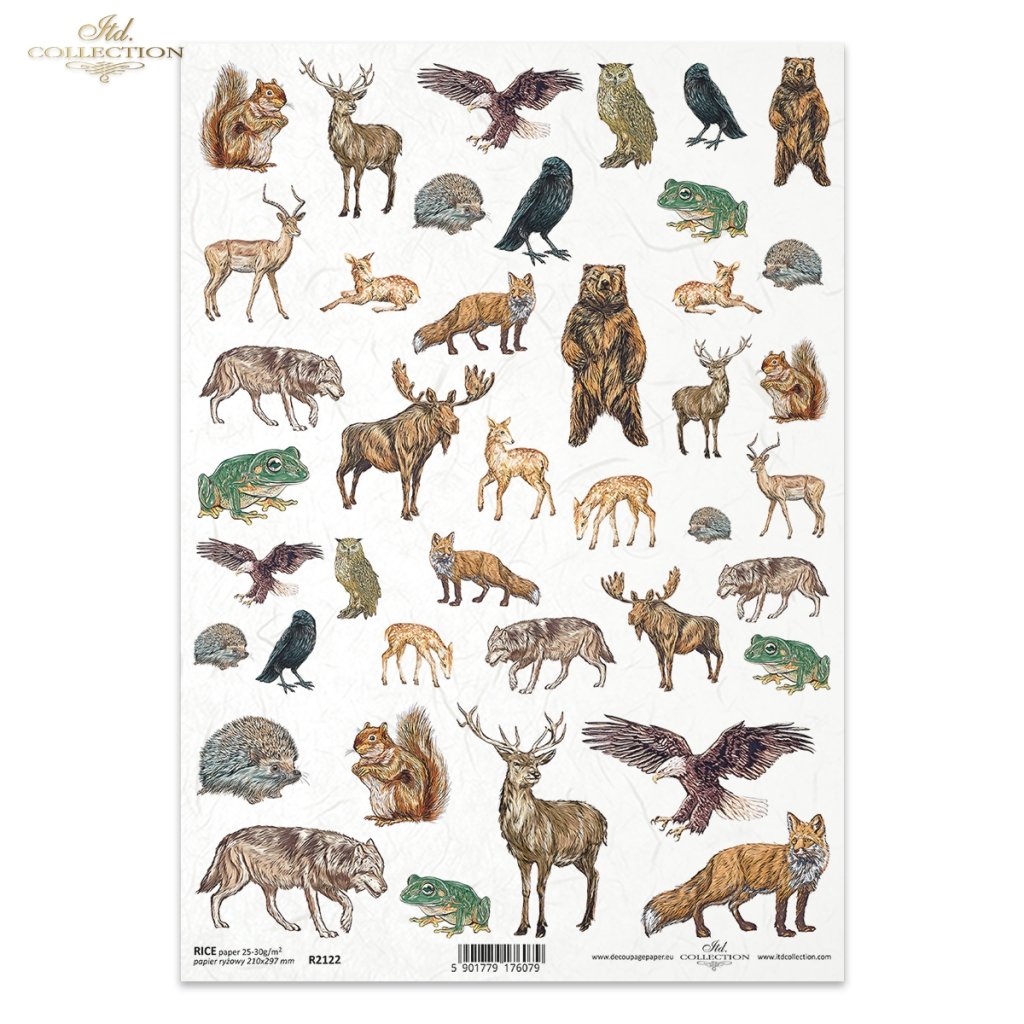 Rice paper R2122*Series - Mysterious forest - forest animals