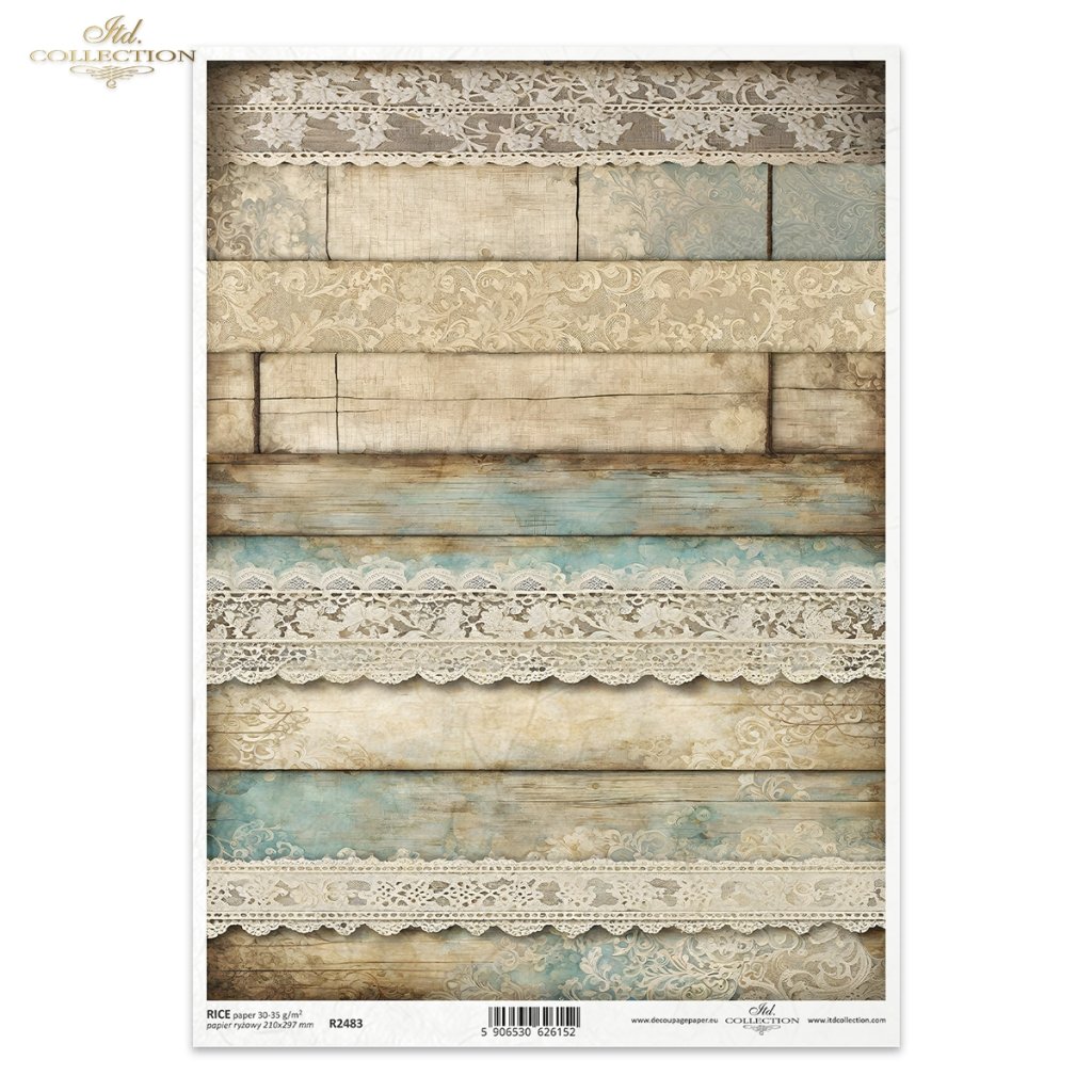 Rice paper R2483 * wood, lace, boards, rustic style