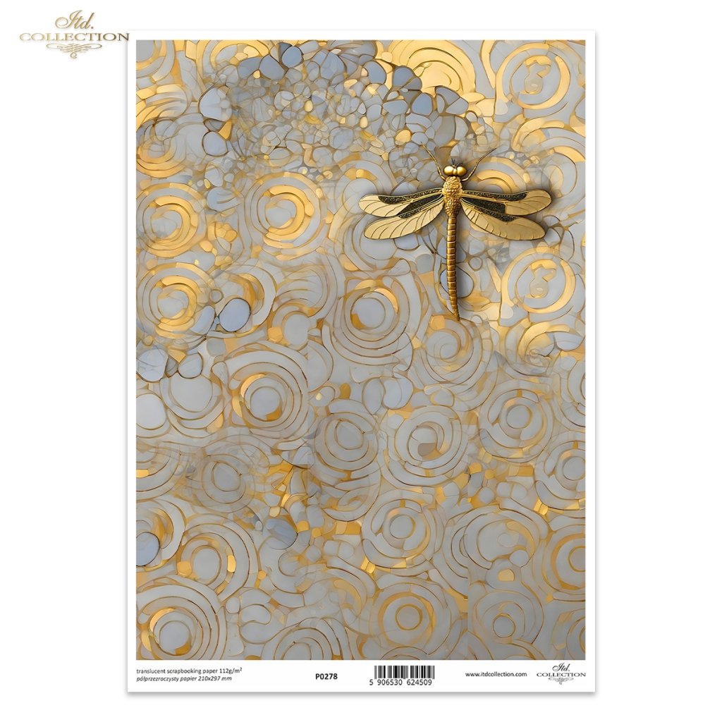 translucent scrapbooking paper P0278 * gold, decorative patterns ...