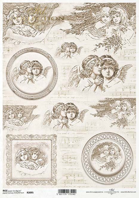 Rice paper R2095*Series - Vintage Angels - vintage angels, decorative ...