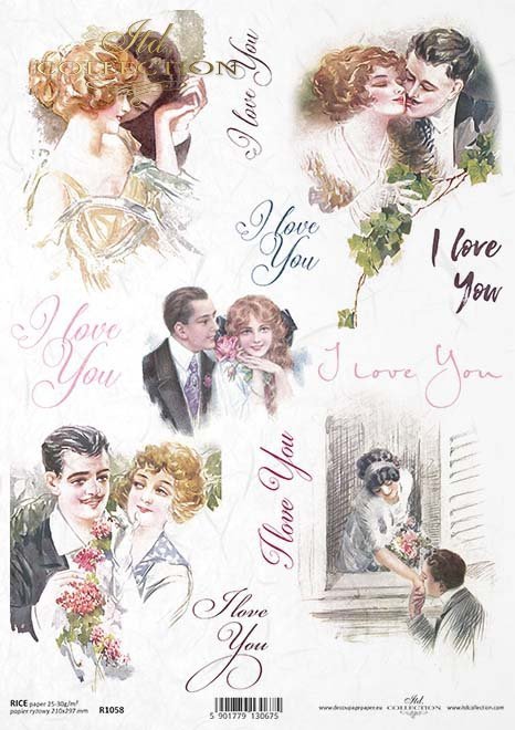 Rice paper R1058 - Paper for decoupage rice Vintage