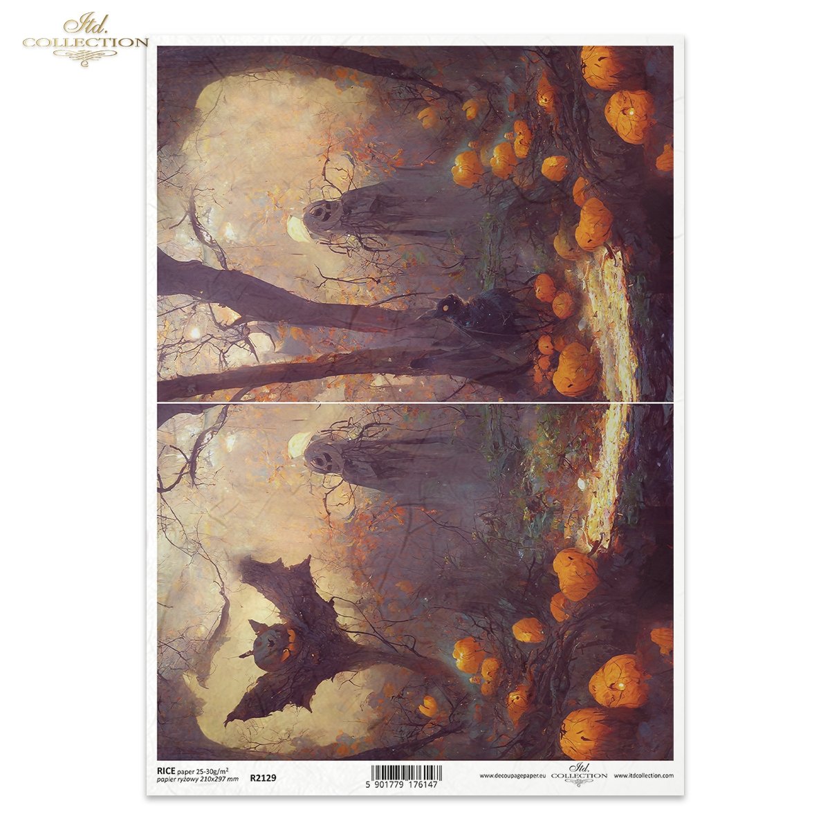 Rice paper R2129*Series - Halloween - dark forest, ghosts, pumpkins ...