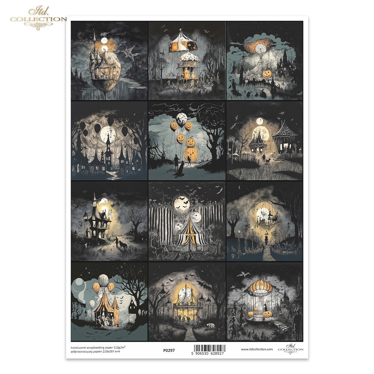 translucent scrapbooking paper P0297 * dark landscape, mysterious scenery